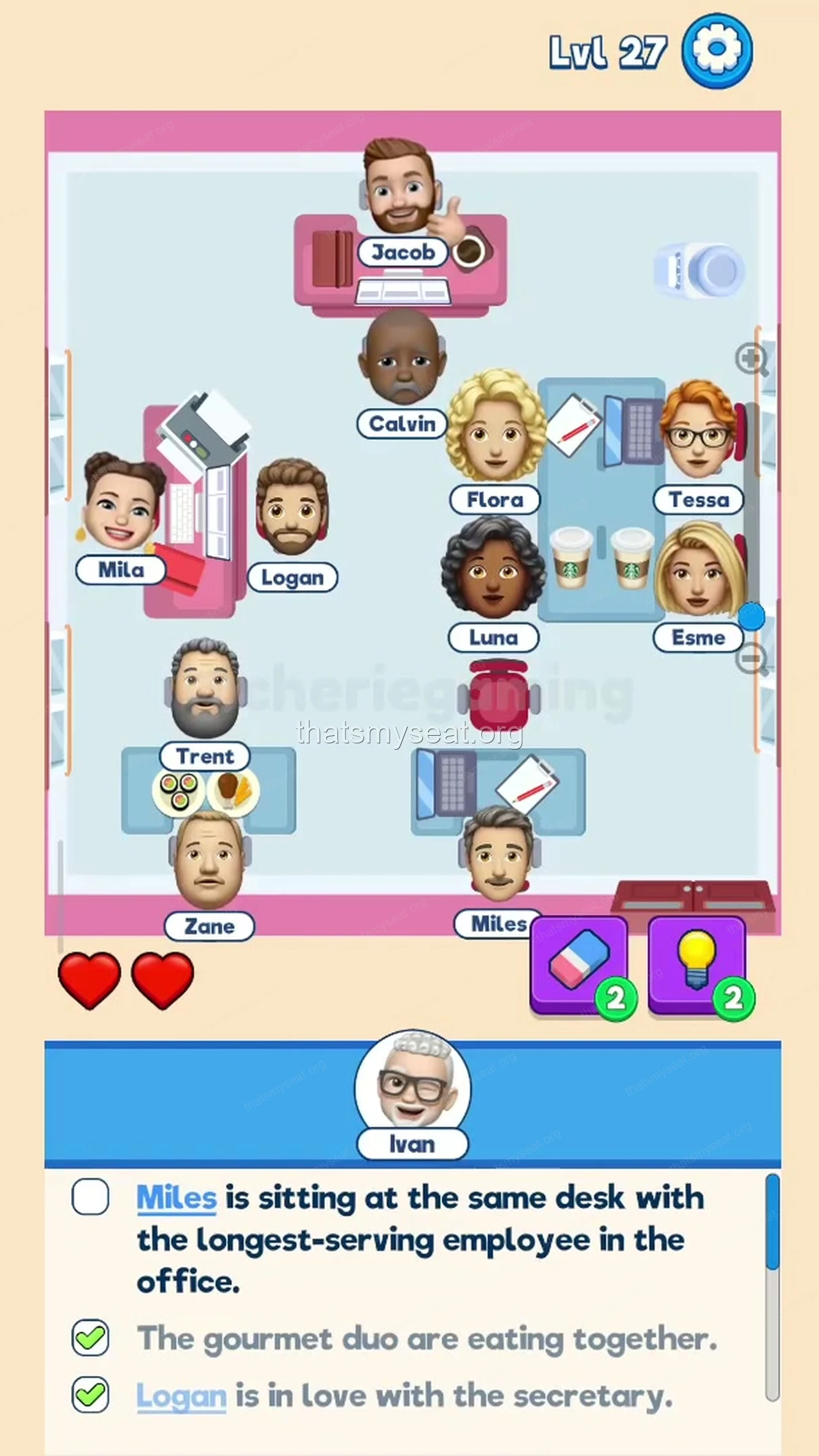 That's My Seat Level 27 Answer & Walkthrough Solution