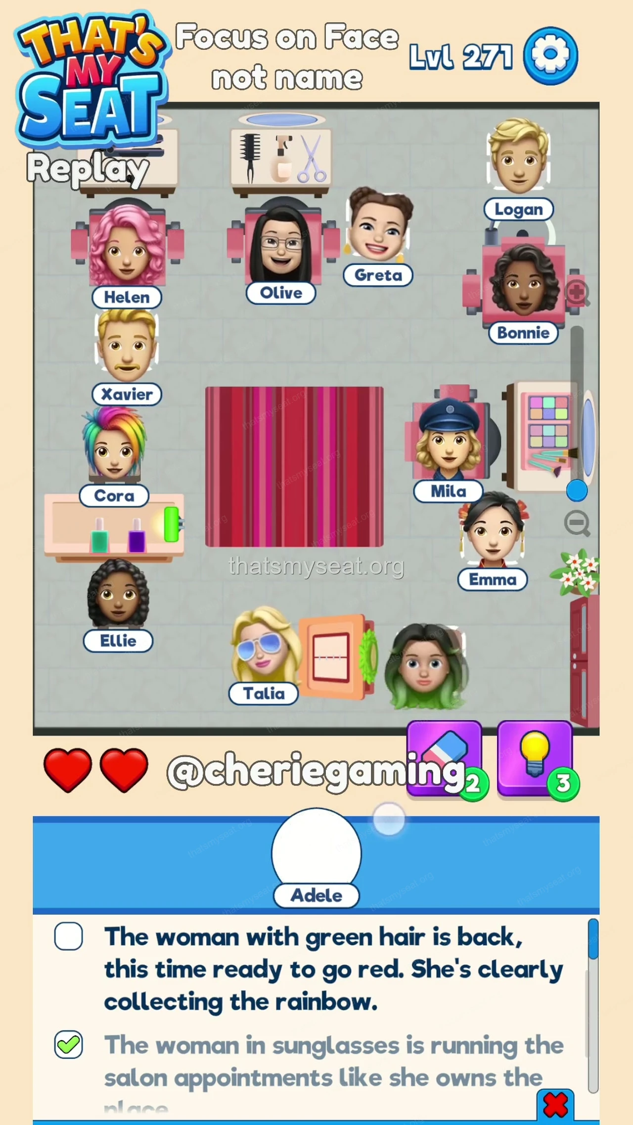 That's My Seat Level 271 Answer & Walkthrough Solution