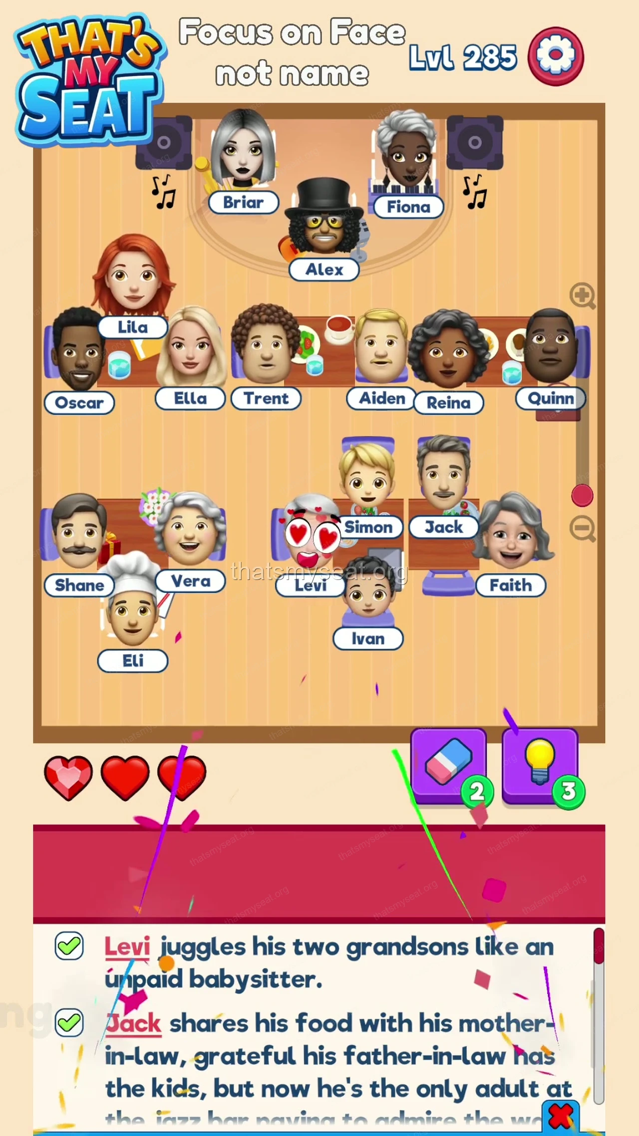 That's My Seat Level 285 Answer & Walkthrough Solution