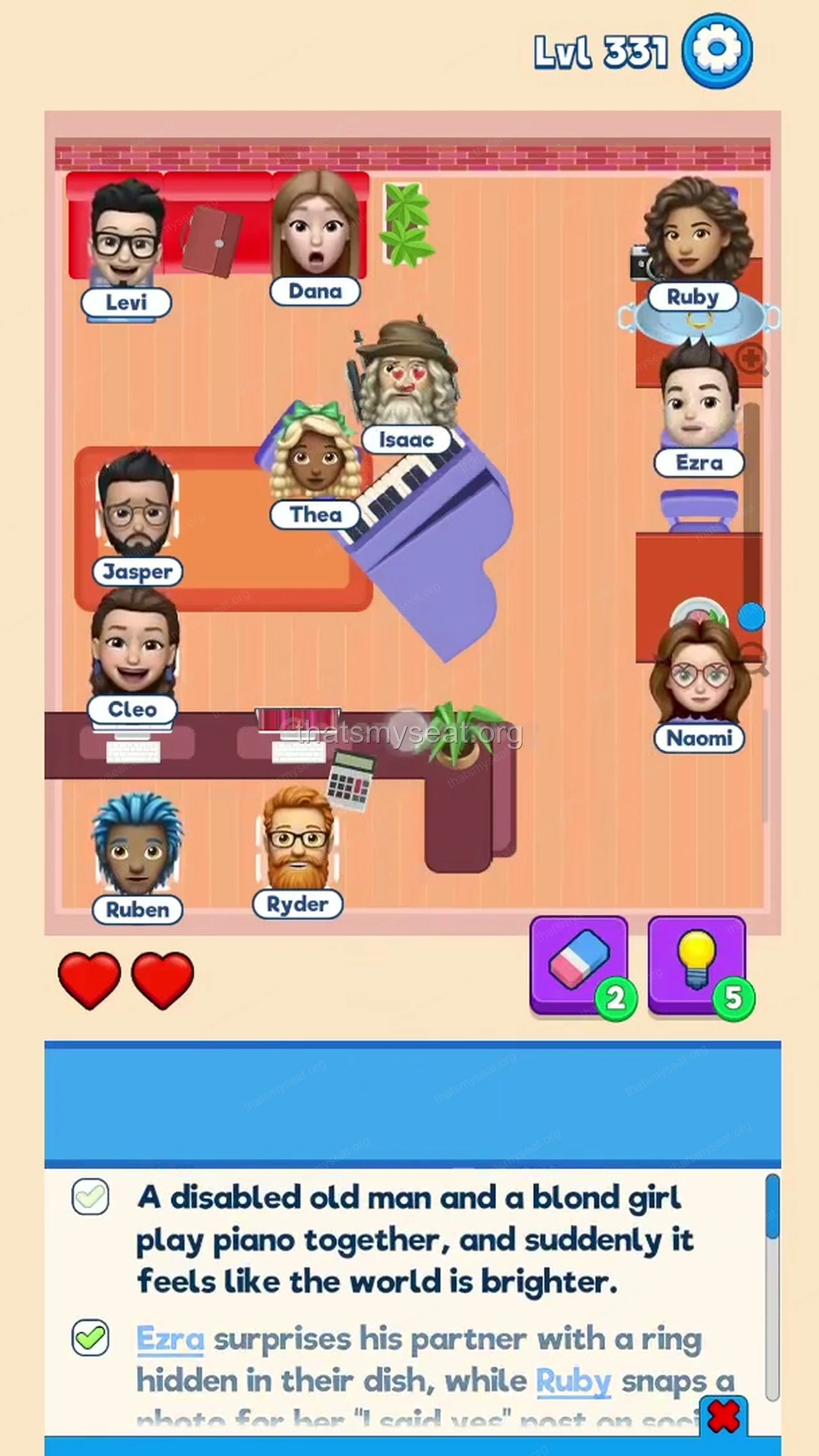 That's My Seat Level 331 Answer & Walkthrough Solution